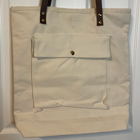 Smith & Hawken | Bags | Nwt Smith Hawken Canvas Market Tote Wleather ...